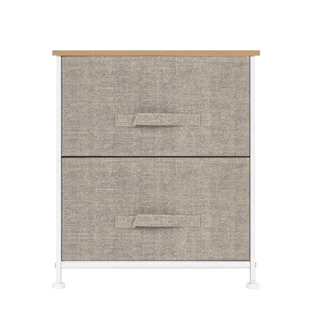 Karl home 11.87 in W. x 20 in. H Beige 2-Drawer Fabric Storage Chest ...