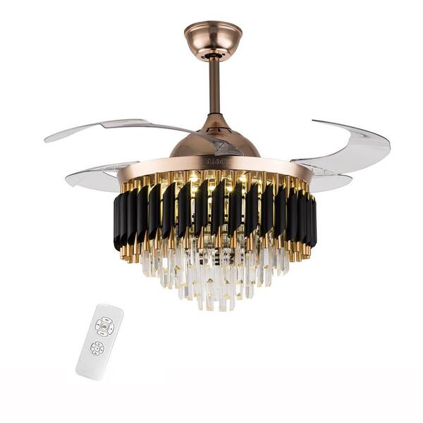 OUKANING 42 in. Indoor Gold Integrated LED Modern Creative Design ...