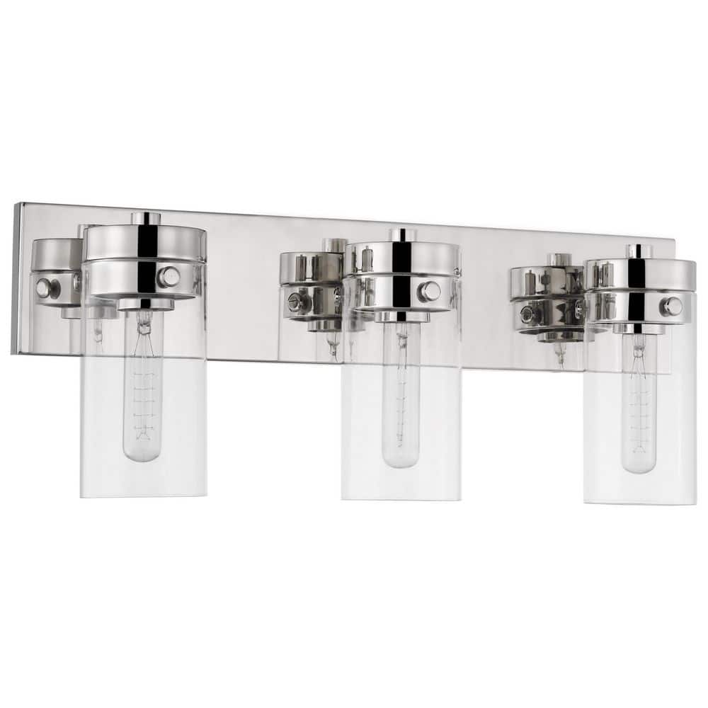 SATCO Intersection 22 in. 3-Light Polished Nickel Vanity Light with ...