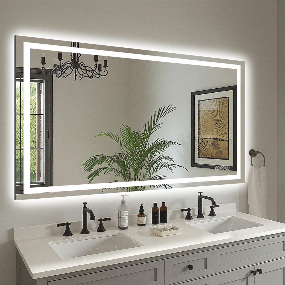 LuxHomez 36 in. W x 60 in. H Modern Rectangular Frameless Wall Mounted ...