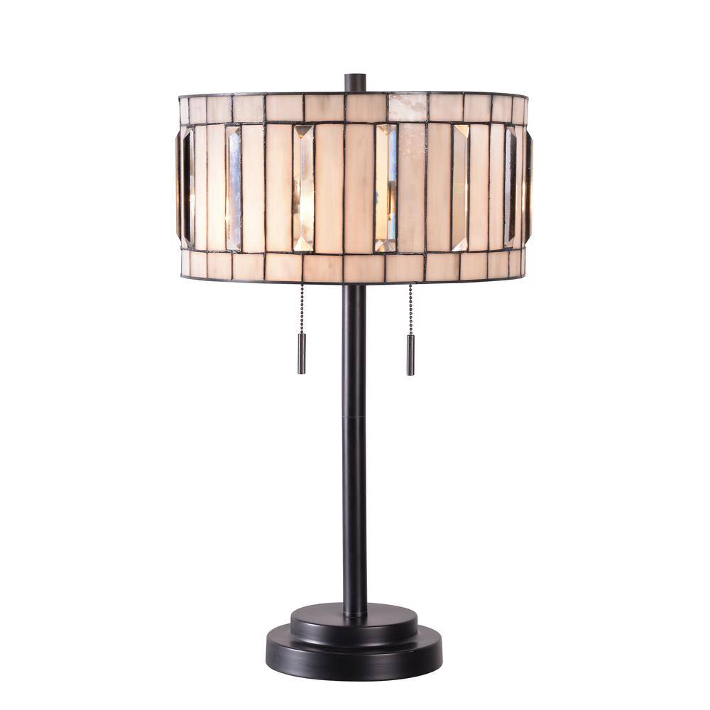 Kenroy Home Bianca 23.5 in. Dark Bronze Table Lamp with Art Glass ...