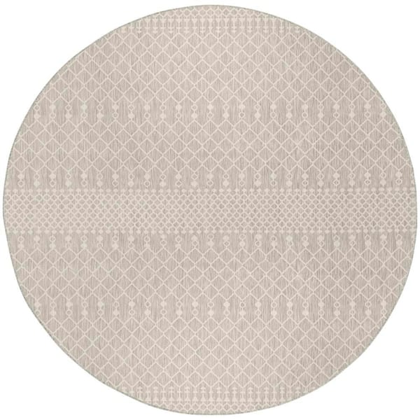 Nourison Positano Light Grey 12 ft. Round x 12 ft. Moroccan ...