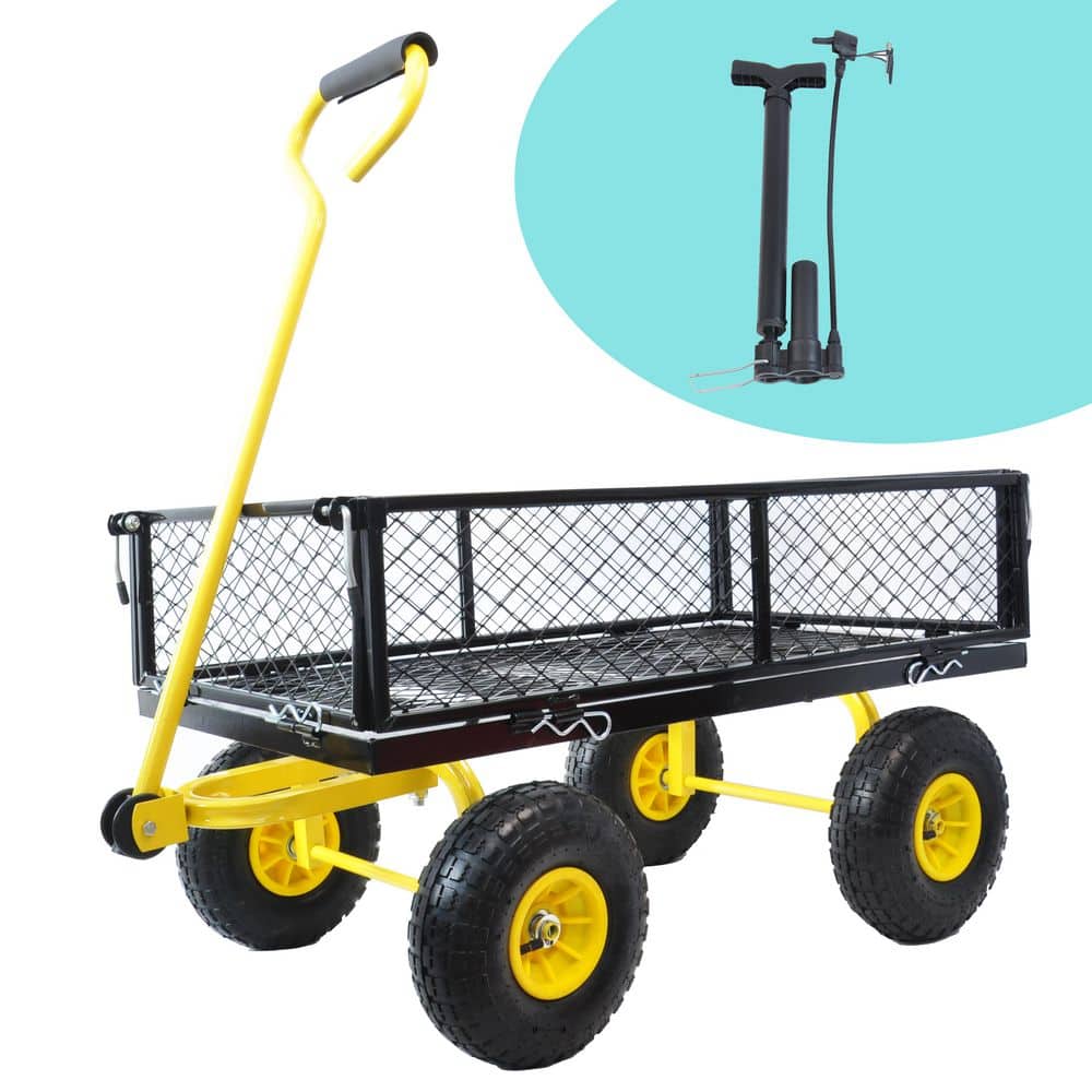 Huluwat 3.5 cu. ft. Removable Sides Metal Mesh Garden Cart with ...
