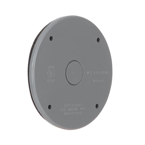 Commercial Electric 4 in. Round Blank Non-Metallic Weatherproof Cover ...