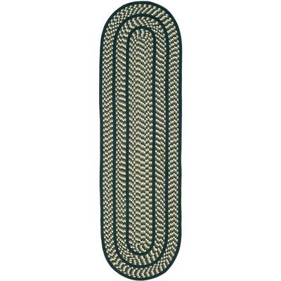 SAFAVIEH Braided Ivory/Dark Green 4 ft. x 6 ft. Oval Border Area Rug ...