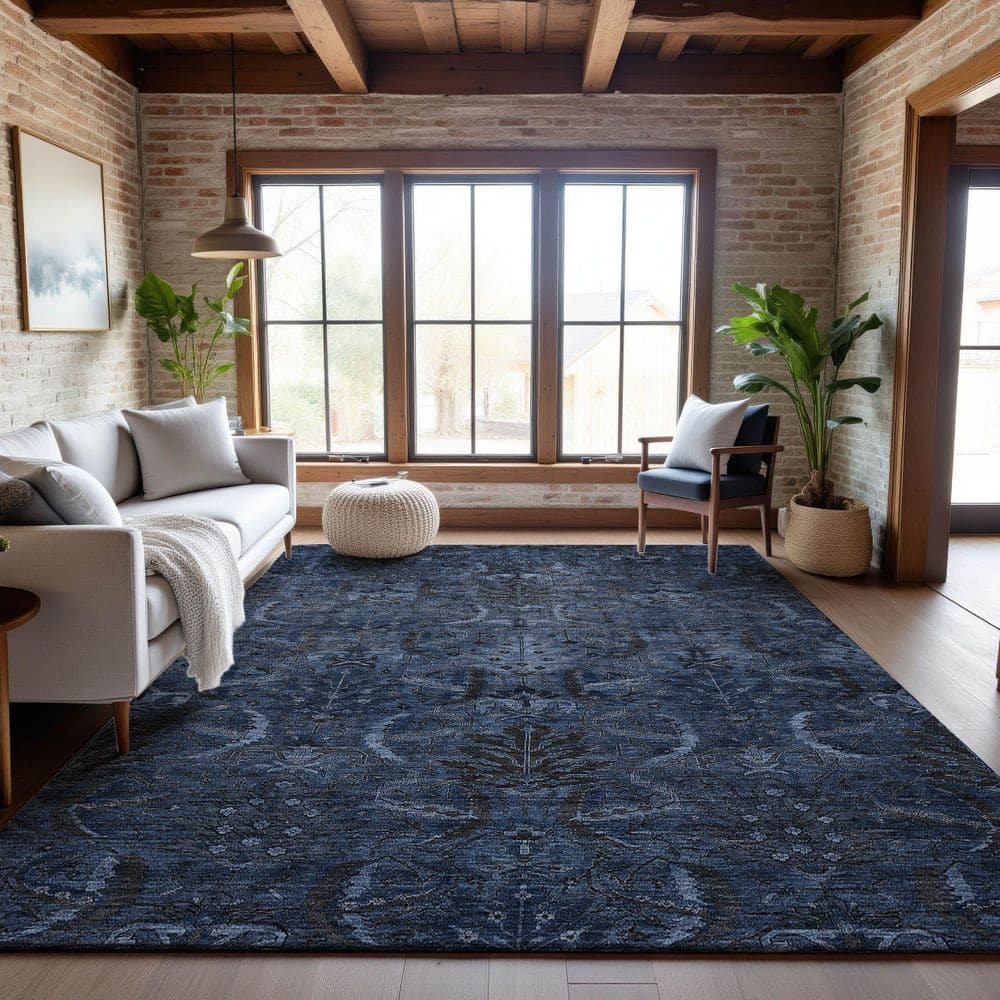 Addison Rugs Mayfield Premium Machine Washable Abstract AMF1082 Navy 8 ...