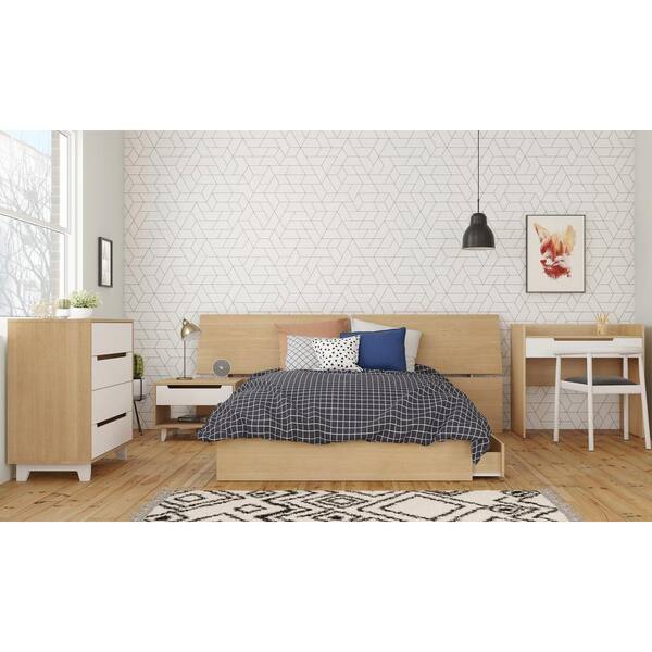Nexera Alegria Natural Maple Full Size Platform Bed with 3-Drawers ...