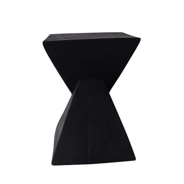 12.5 in. W Black Wood Outdoor Side Table with Wisted Hourglass ...