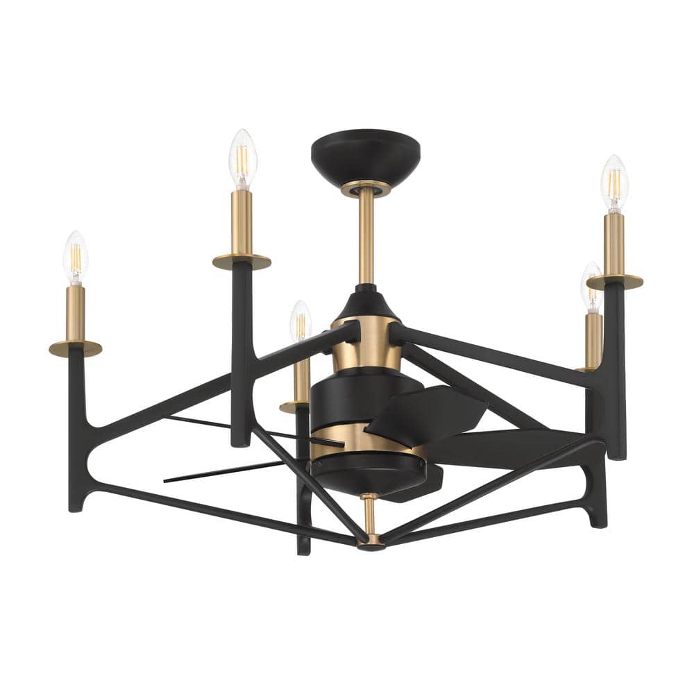 CRAFTMADE The Reserve 24 in. Indoor Black/Brass Remote Control Ceiling ...