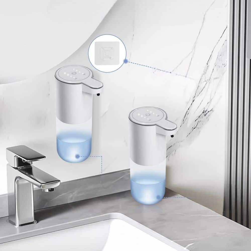 Anqtovp White Automatic Soap Dispenser Touchless 4 Adjustable Levels ...