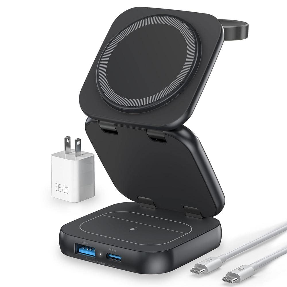 EKIEUDL Exclusive 5 in 1 Black Wireless Charging Station Wireless ...