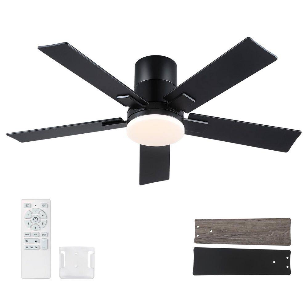 Realmate Stylish 42 in. Indoor Black Flush Mount Ceiling Fan with ...