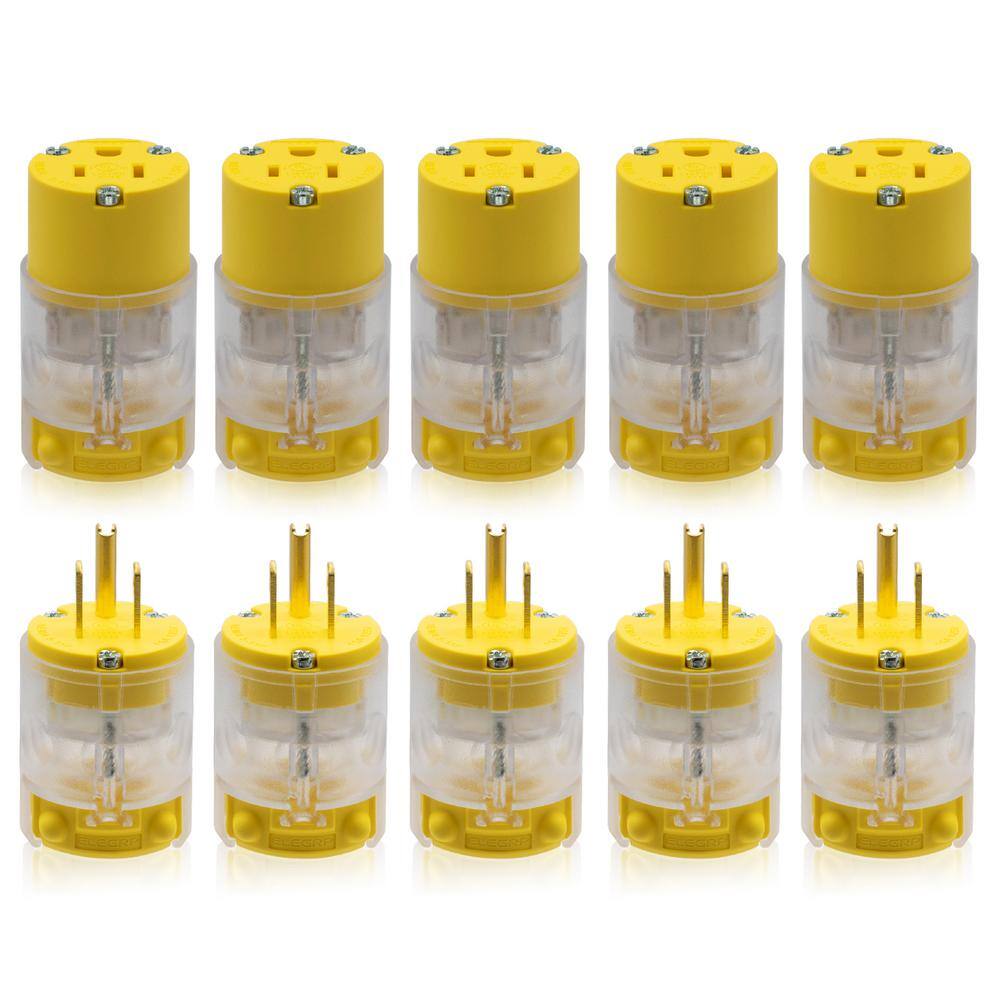 ELEGRP Lighted Straight Blade Plug and Connector Set, 15 Amp 125-Volt ...
