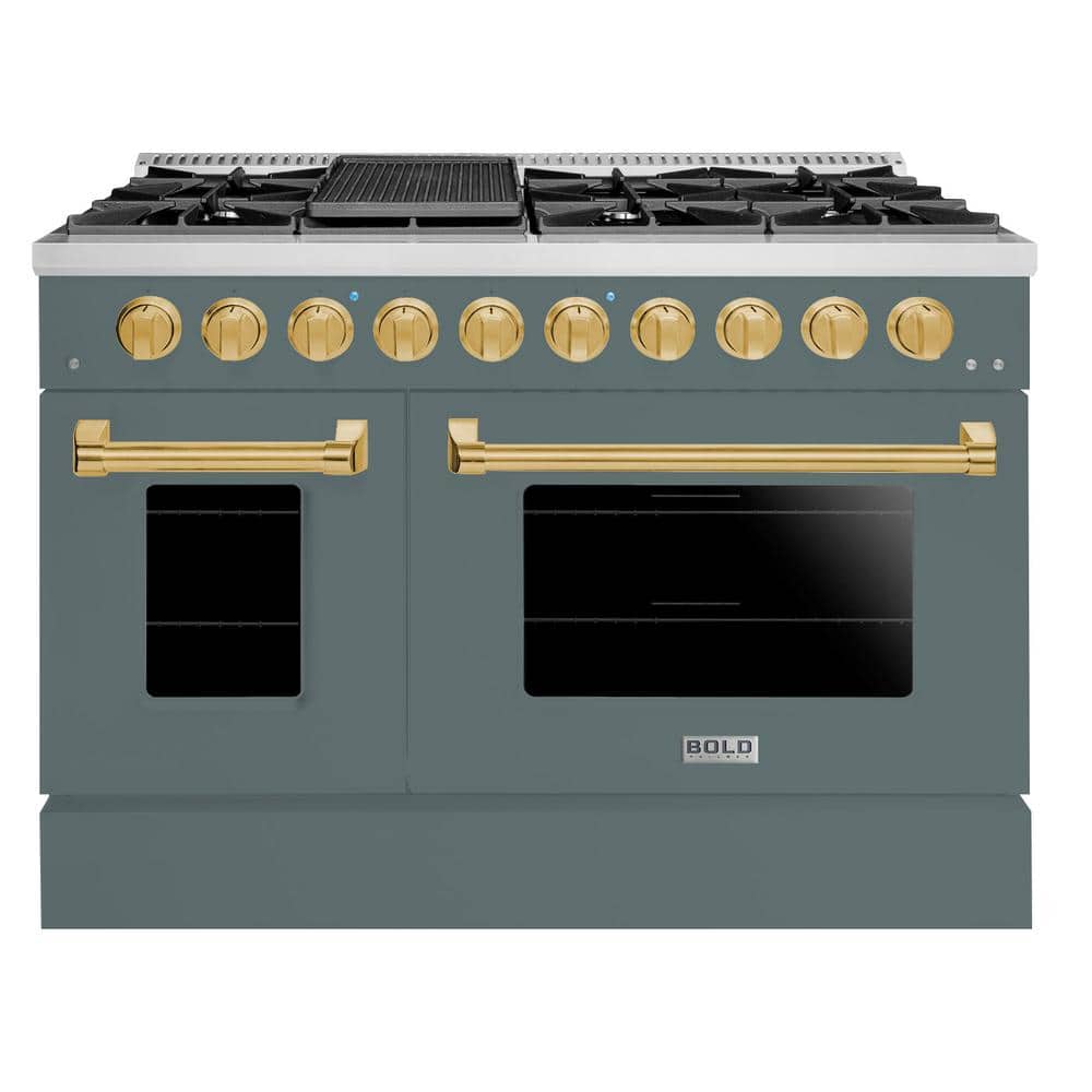 Hallman BOLD 48 in. 6.7 CF 8-Burner Freestanding Double Oven Range LP ...