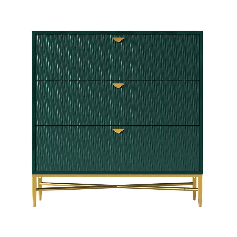 Kahomvis Modern Gray 3 Drawer 32 in. Wood Nightstand WFLK-32-14GR - The ...