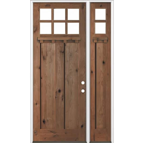 Krosswood Doors 42 in. x 96 in. Knotty Alder Left-Hand/Inswing 6-Lite ...