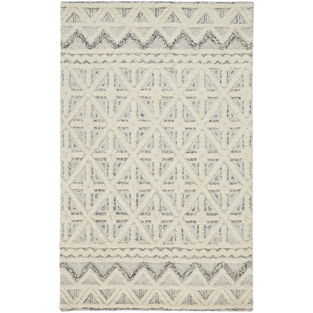HomeRoots Ivory and Black Geometric 10 ft. x 14 ft. Area Rug 2000512785 ...