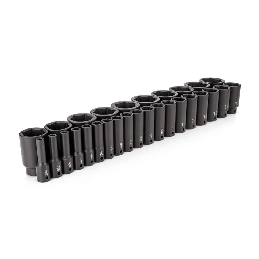 TEKTON 1/2 in. Drive Deep 6-Point Impact Socket Set, 29-Piece (5/16-2 ...