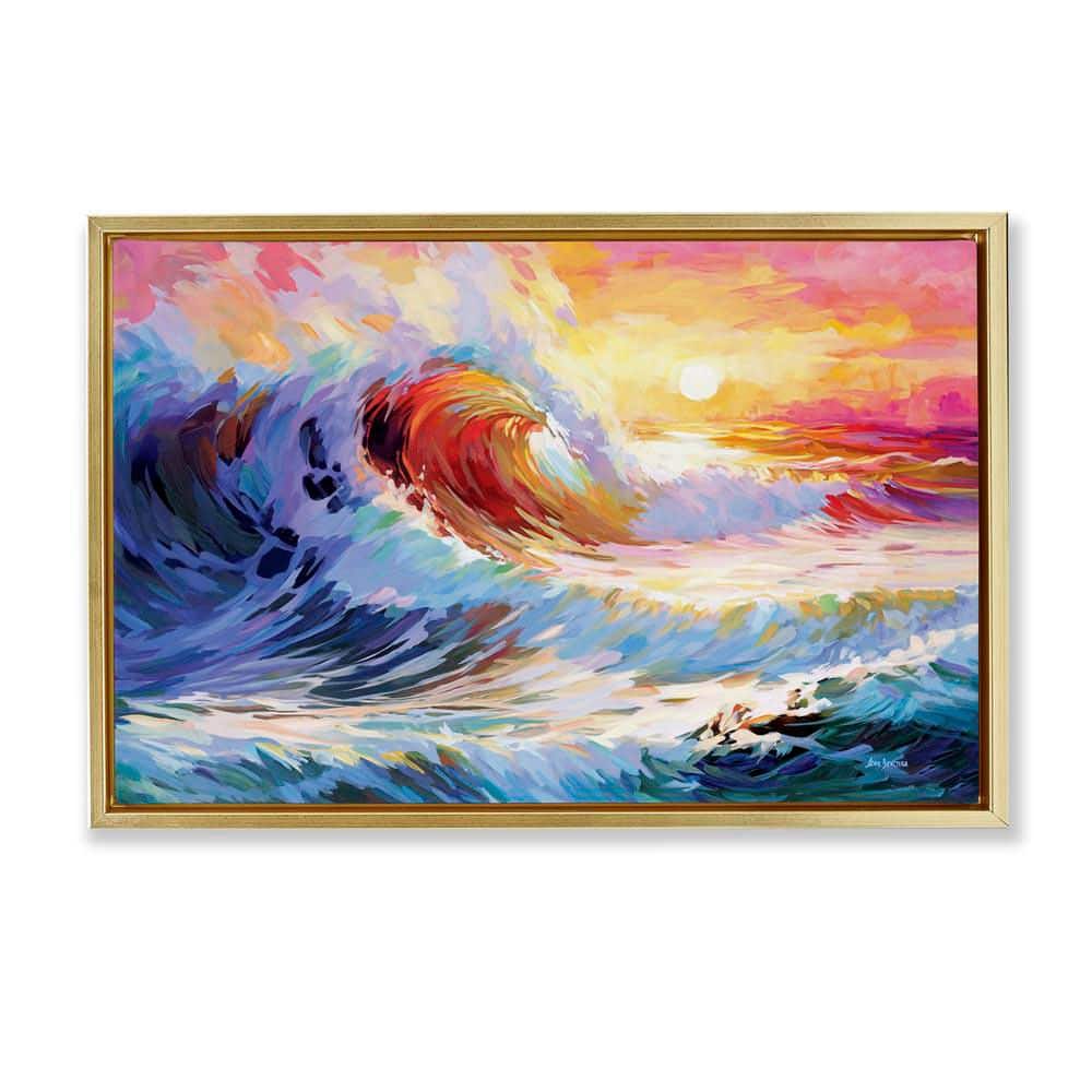 Stupell Industries Sunrise over Ocean Wave by Leon Devenice Gold ...