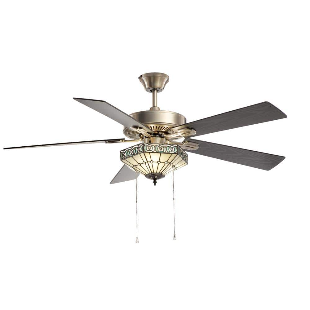 River of Goods Adelia Tiffany Style 52 in. Indoor Nickel and Stained ...