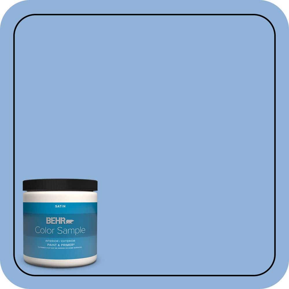 BEHR PREMIUM PLUS 8 oz. #580B-5 Cornflower Blue Satin Enamel Interior ...