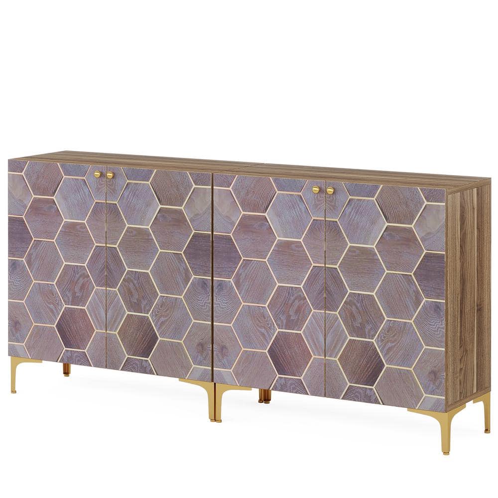 BYBLIGHT Ahlivia Gray Purple Wood 63 in. Modern Sideboards Buffet ...