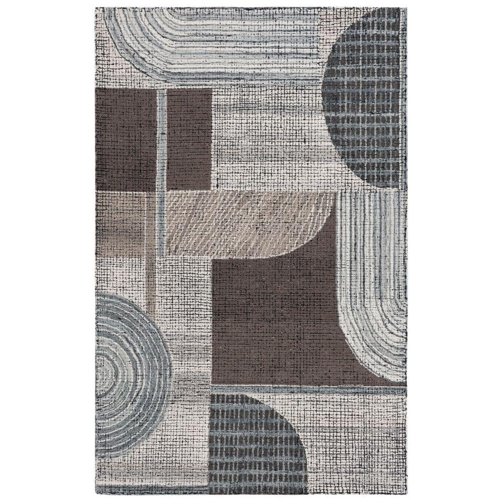 SAFAVIEH Fifth Avenue 5 ft. x 8 ft. Ivory/Gray Abstract Geometric Area ...