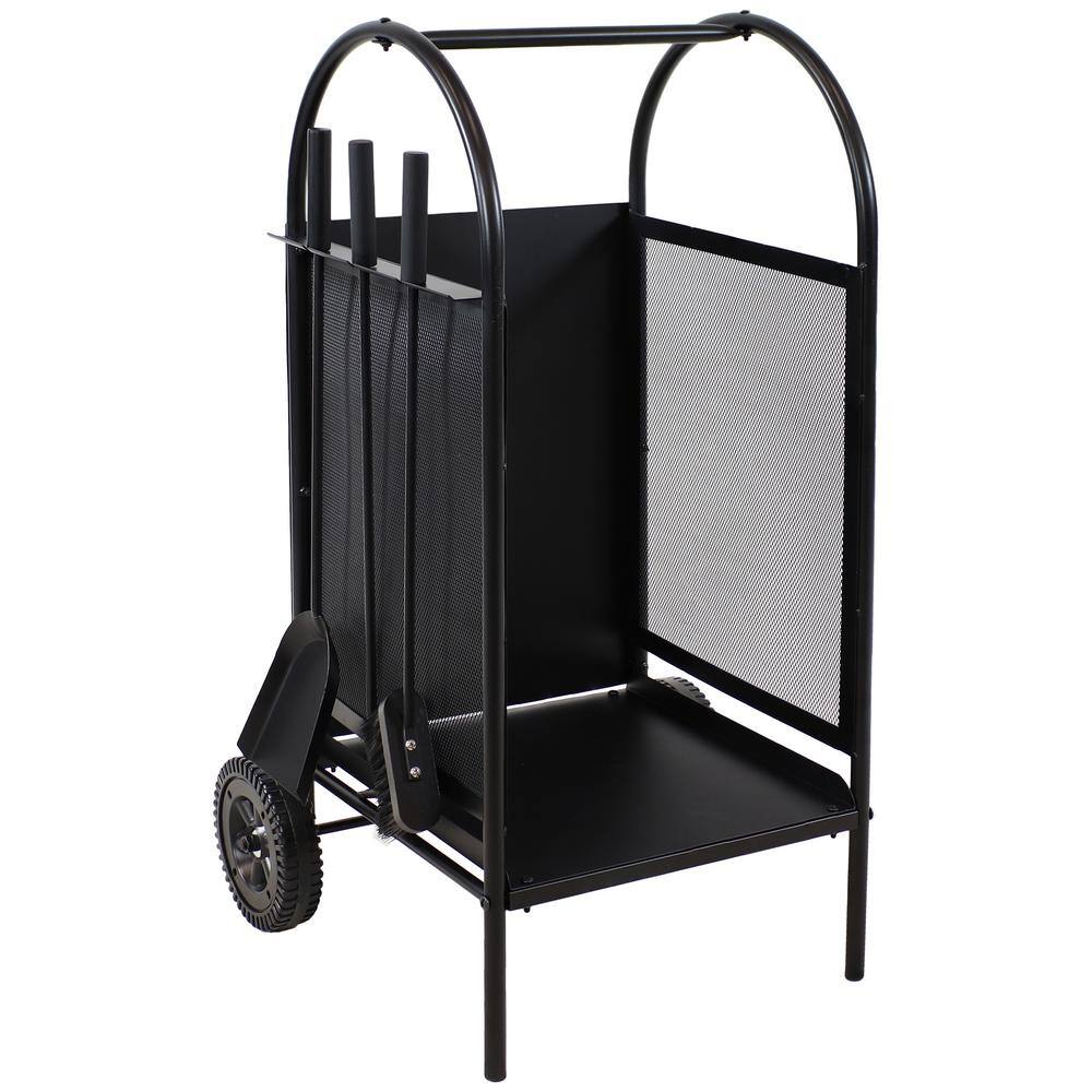 Sunnydaze Steel 4-Piece Fireplace Log Holder and Tool Set GWC-463 - The ...