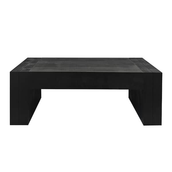 Clihome 50 in. Black rectangle Versatile Solid Wood Coffee Table CL ...