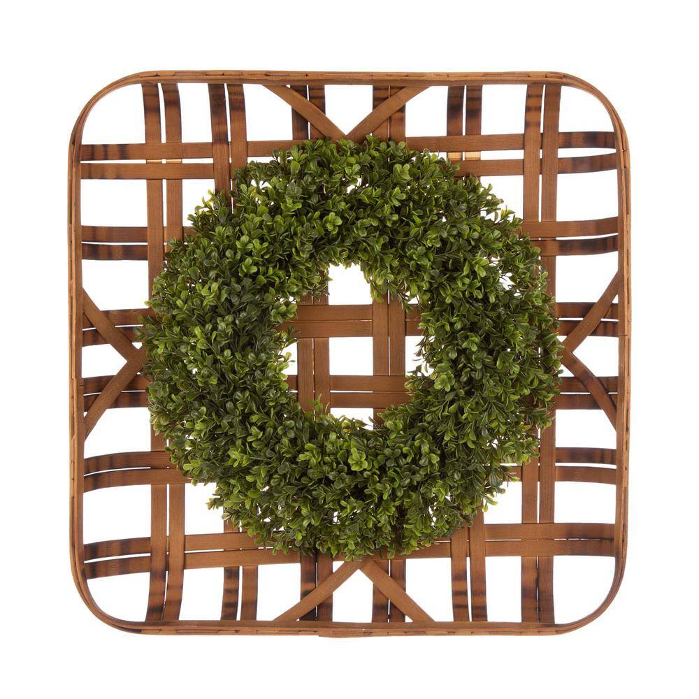 Glitzhome 18 in. Artificial Dia Boxwood Wreath with 24 in. Artificial L ...