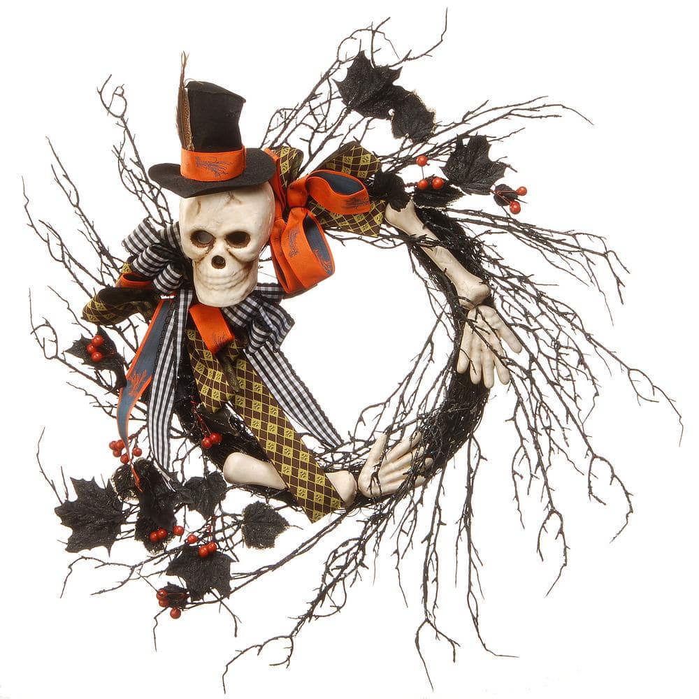 National Tree Company 24 in. Wreath Halloween Skeleton RAH-W060931A ...
