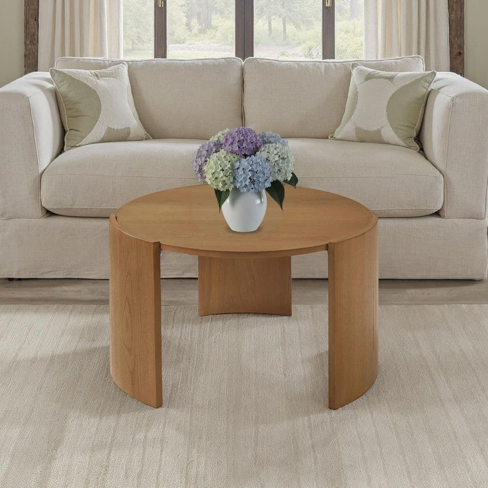 Convenience Concepts Orion 30 in. Golden Brown Round Wood Coffee Table V3-116 - The Home Depot