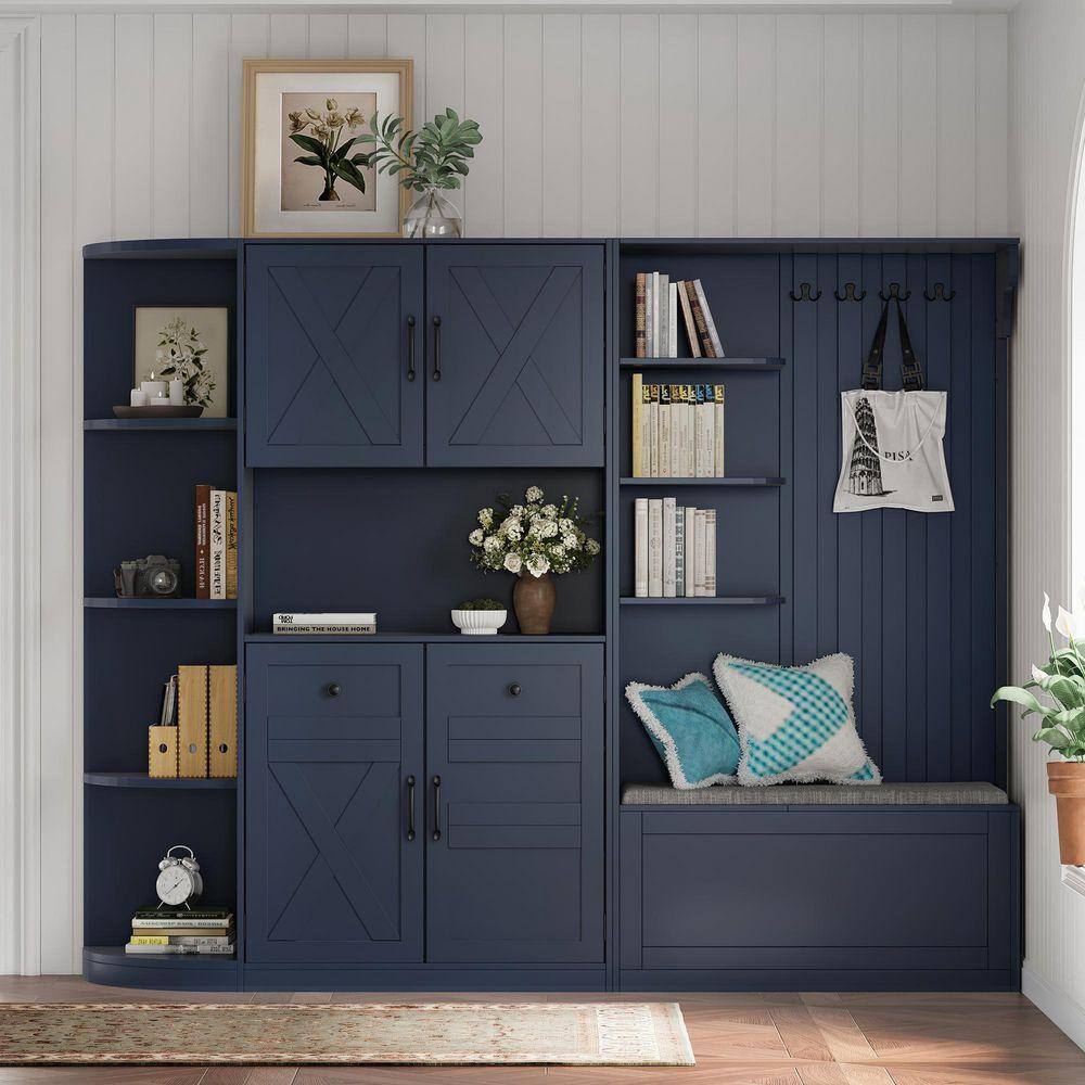 Nestfair Antique Blue Multifunctional Left-Right Combination Storage ...