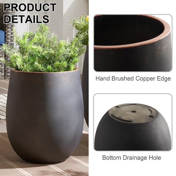 EDYO LIVING 20 in. H Weathered Concrete Tall Planter Pot EDYO LIVING 20 in. H Weathered Concrete Tall Planter Pot