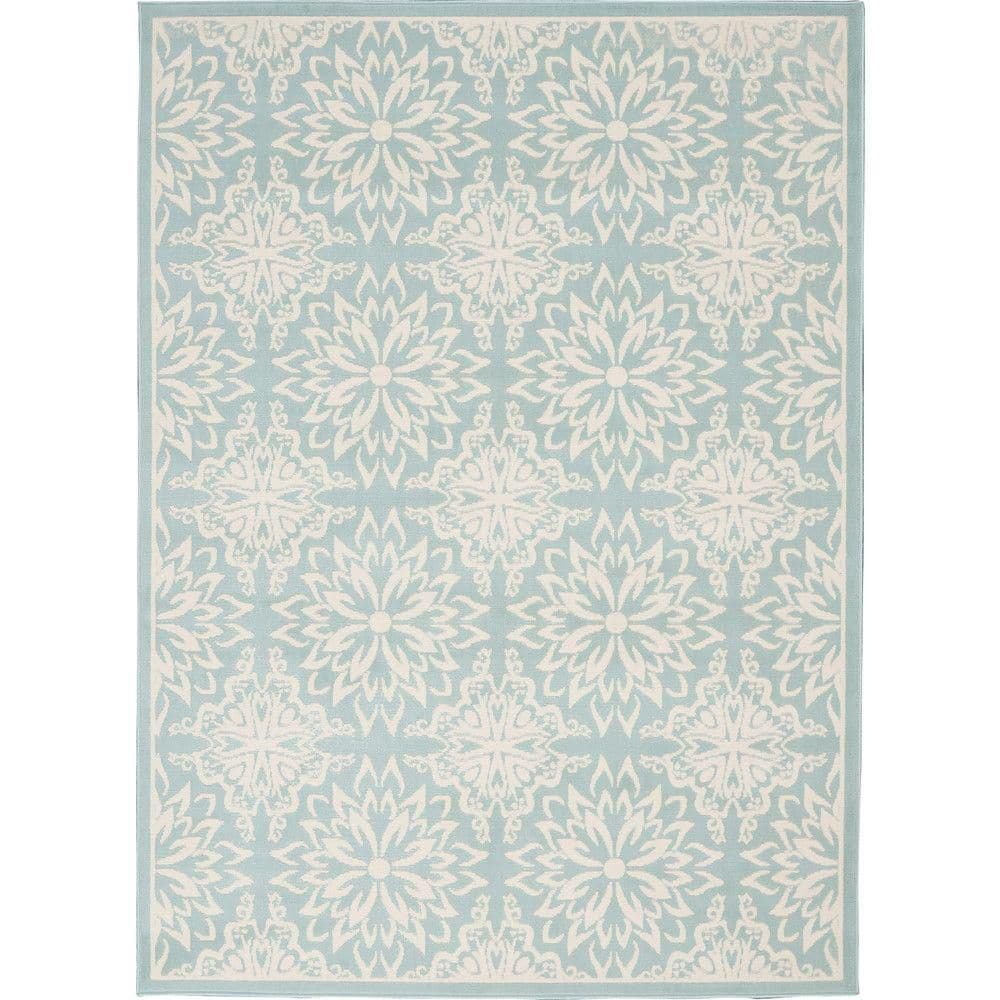 Nourison Jubilant Ivory/Green 5 ft. x 7 ft. Moroccan Farmhouse Area Rug ...