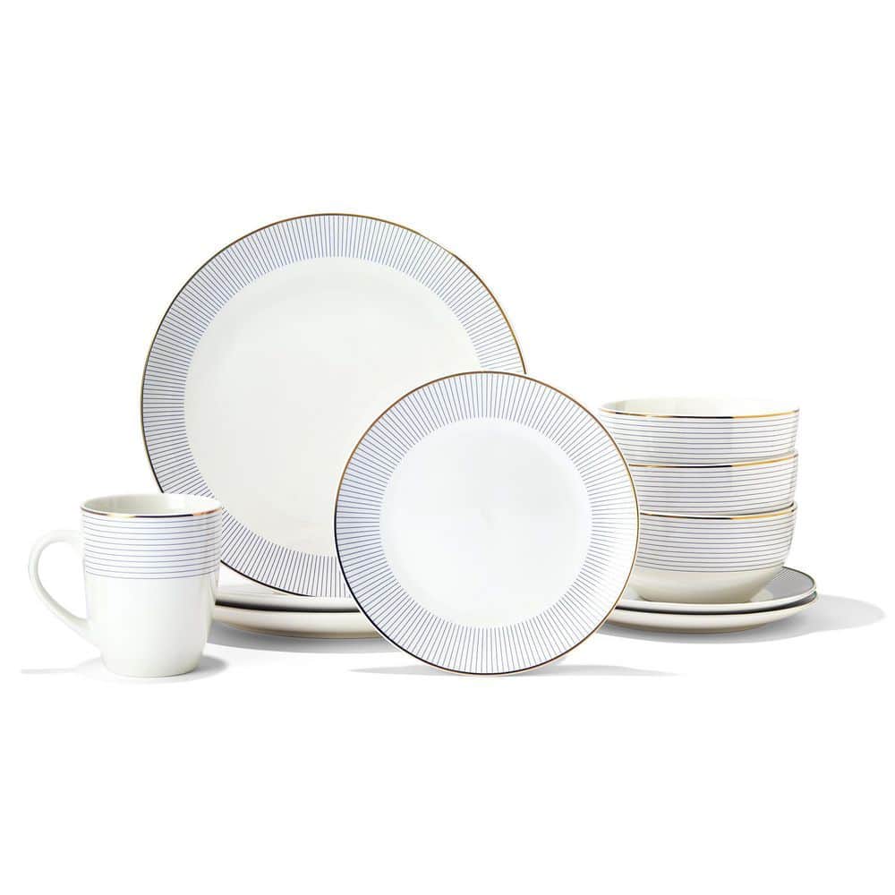 ELLE 16-Piece Casual White Porcelain Dinnerware Set (Service for 4 ...