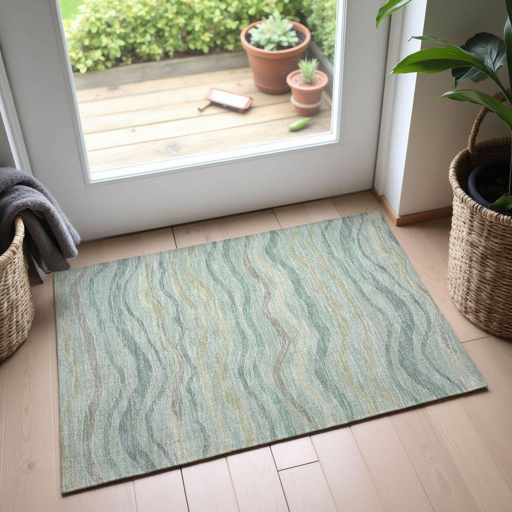 Addison Rugs Mayfield Premium Machine Washable Abstract AMF1581 Sage 2 ...