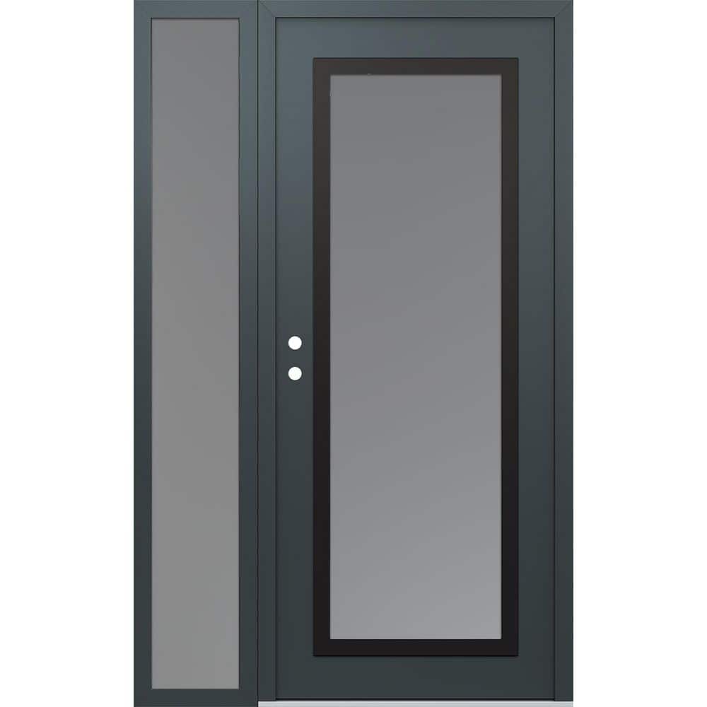 Tessari Doors C1 52 in. x 80 in. Black P Right-Hand/Inswing Frosted ...
