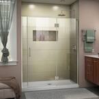DreamLine Unidoor-X 55.5 to 56 in. x 72 in. Frameless Hinged Shower Door in Brushed Nickel ...