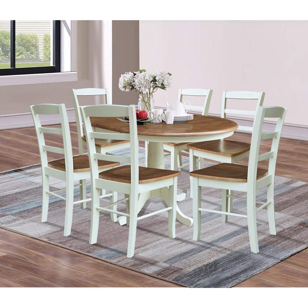 International Concepts Amelia 7-Piece Oval Hickory/Shell Solid Wood Top ...