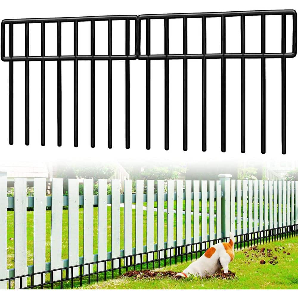 Oyezvary 13 in. Metal Garden Fence Animal Barrier No Dig Panels 14 Pack ...