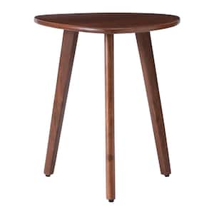 MH LONDON Tora 16 in. Walnut 18 in. Triangle Solid Mango Wood End Table ...