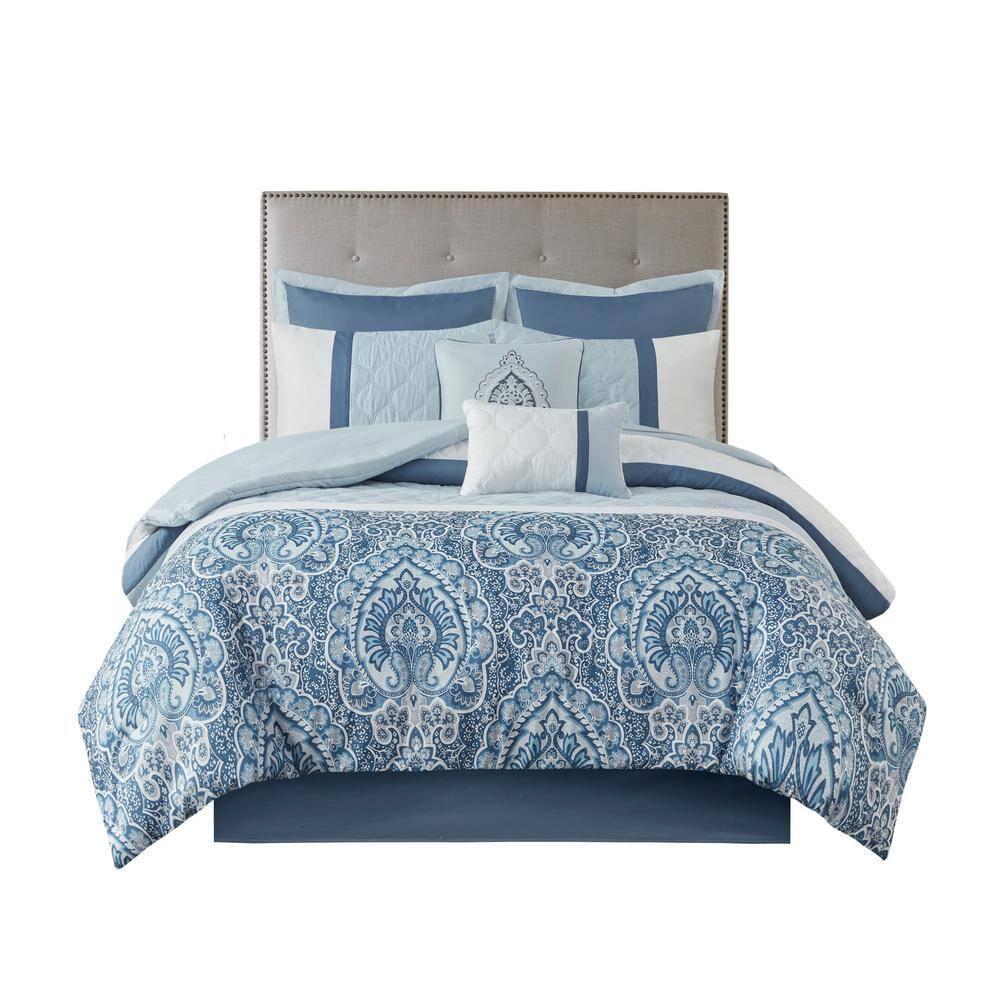 510 Design Josefina 8-Piece Blue Polyester Queen Comforter Set 5DS10 ...
