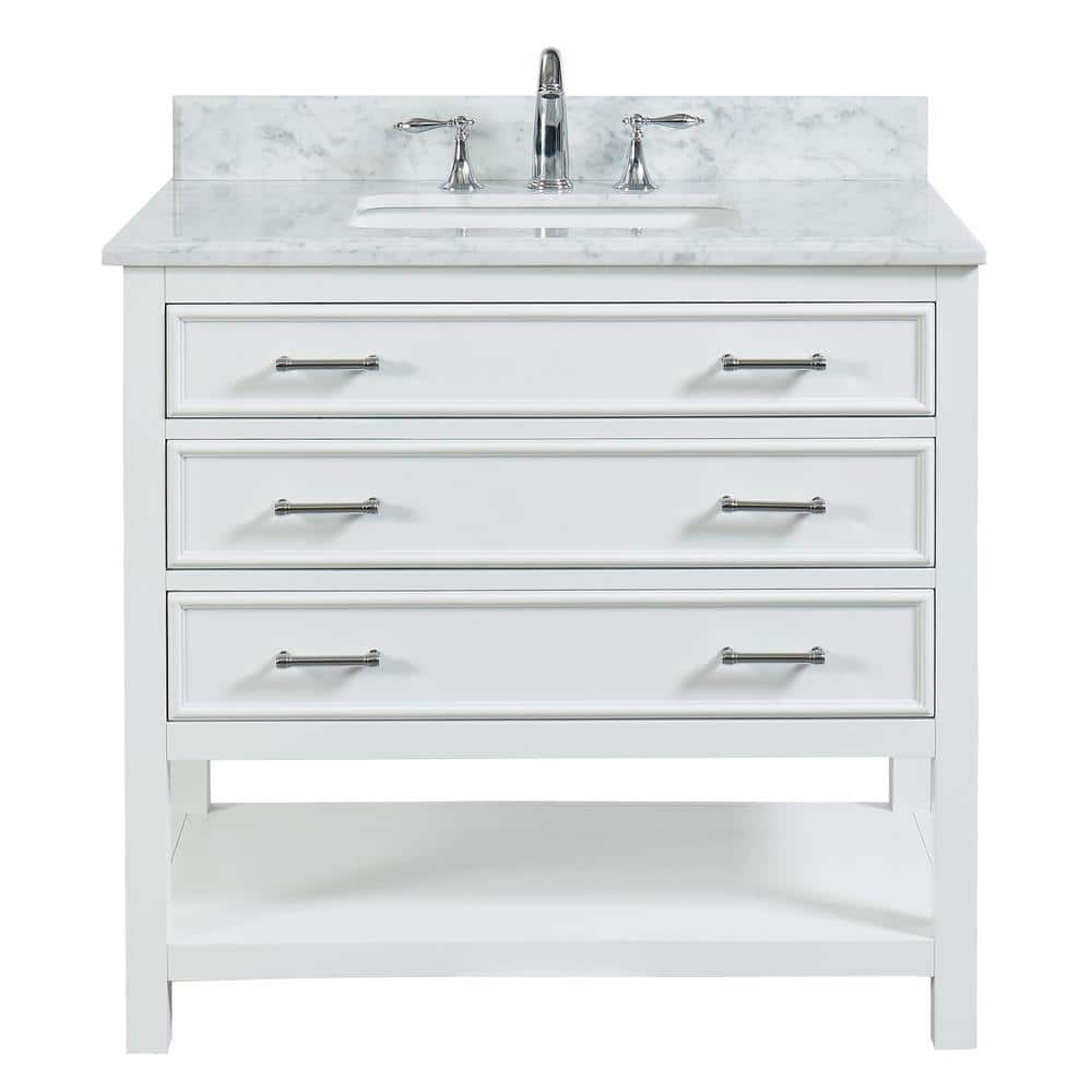 TILE & TOP Uptown 36 in. W x 22 in. D x 34.75 in. H Bath Vanity in Dove ...