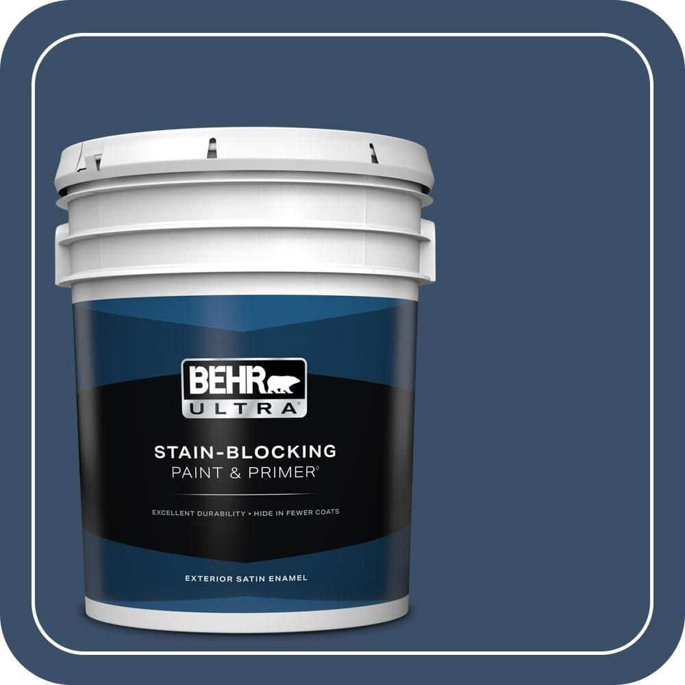 BEHR ULTRA 5 gal. #M510-7 Inked Satin Enamel Exterior Paint & Primer ...