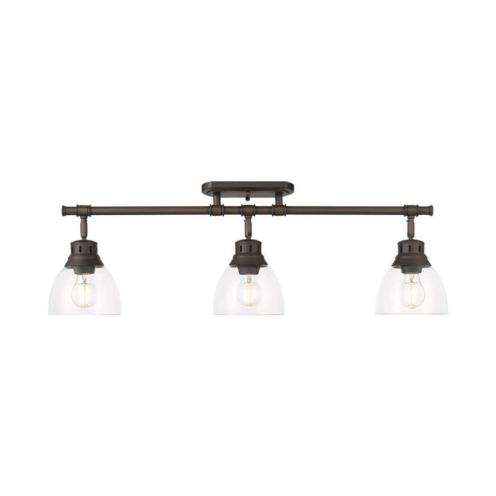 Golden Lighting Duncan 6.5 in. 3-Light Rubbed Bronze Semi-Flush Mount ...