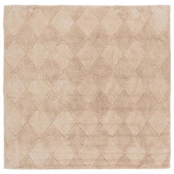 SAFAVIEH Easy Care Beige 6 ft. x 6 ft. Machine Washable High-Low ...