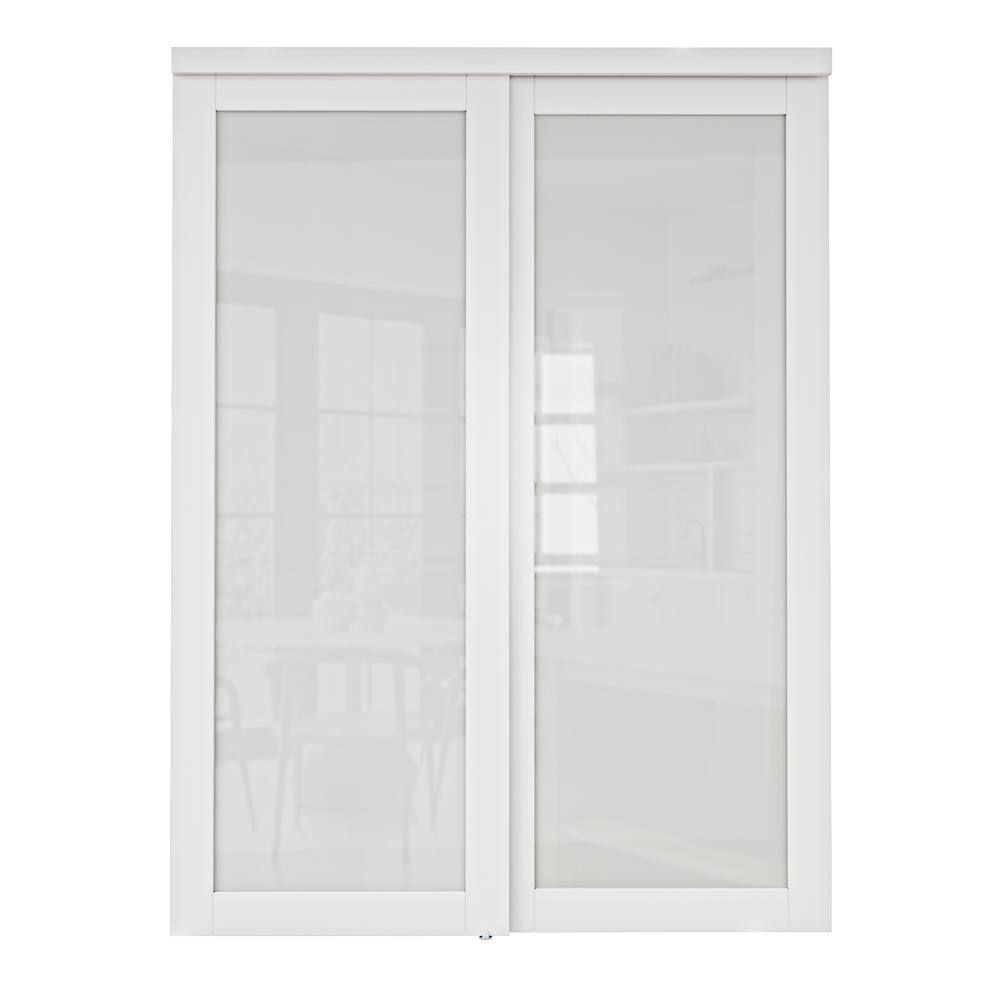 ARK DESIGN 96 in. x 80 in. 1-Lite White Tempered Frosted Glass Closet ...