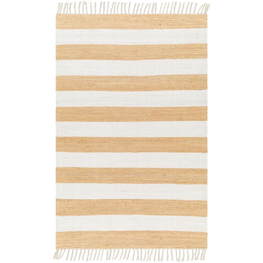 Livabliss Cotone Mustard 5 ft. x 8 ft. Striped Indoor Area Rug ...
