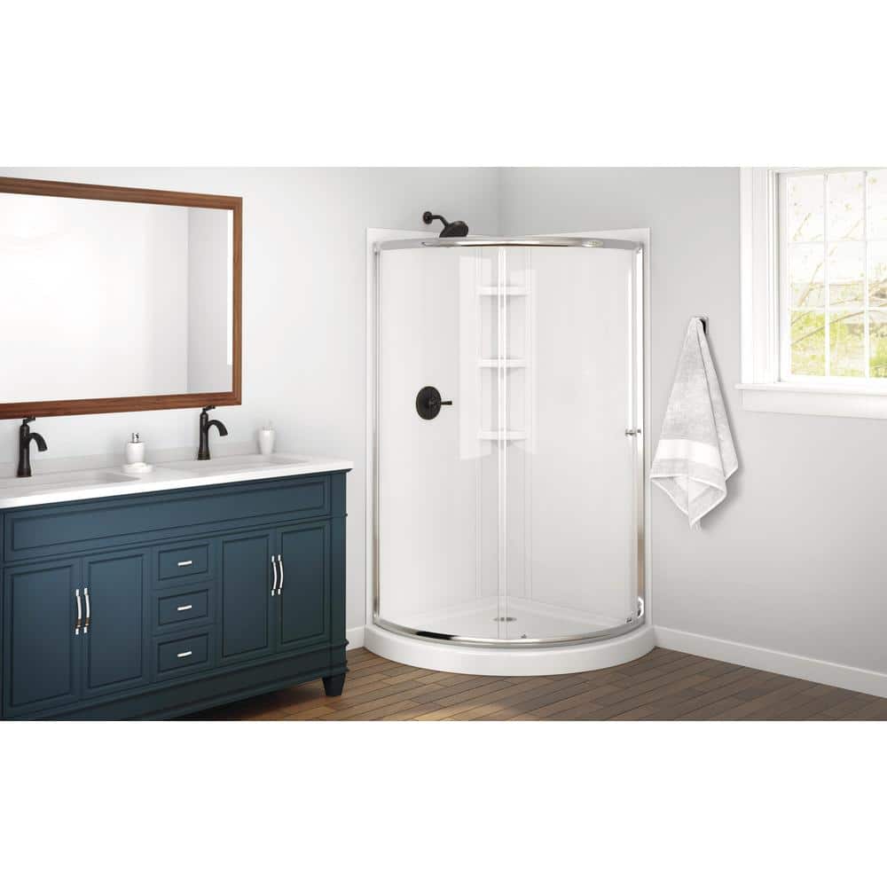 Delta Foundations 38 in. L x 38 in. W x 70.63 in. H Corner Shower Stall ...